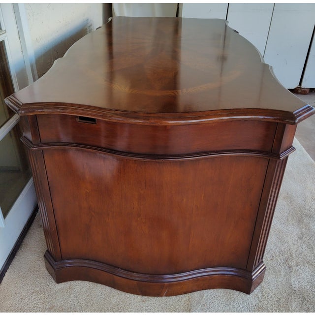 Restored Early 2000s Mahogany Veneer Executive Desk | Chairish