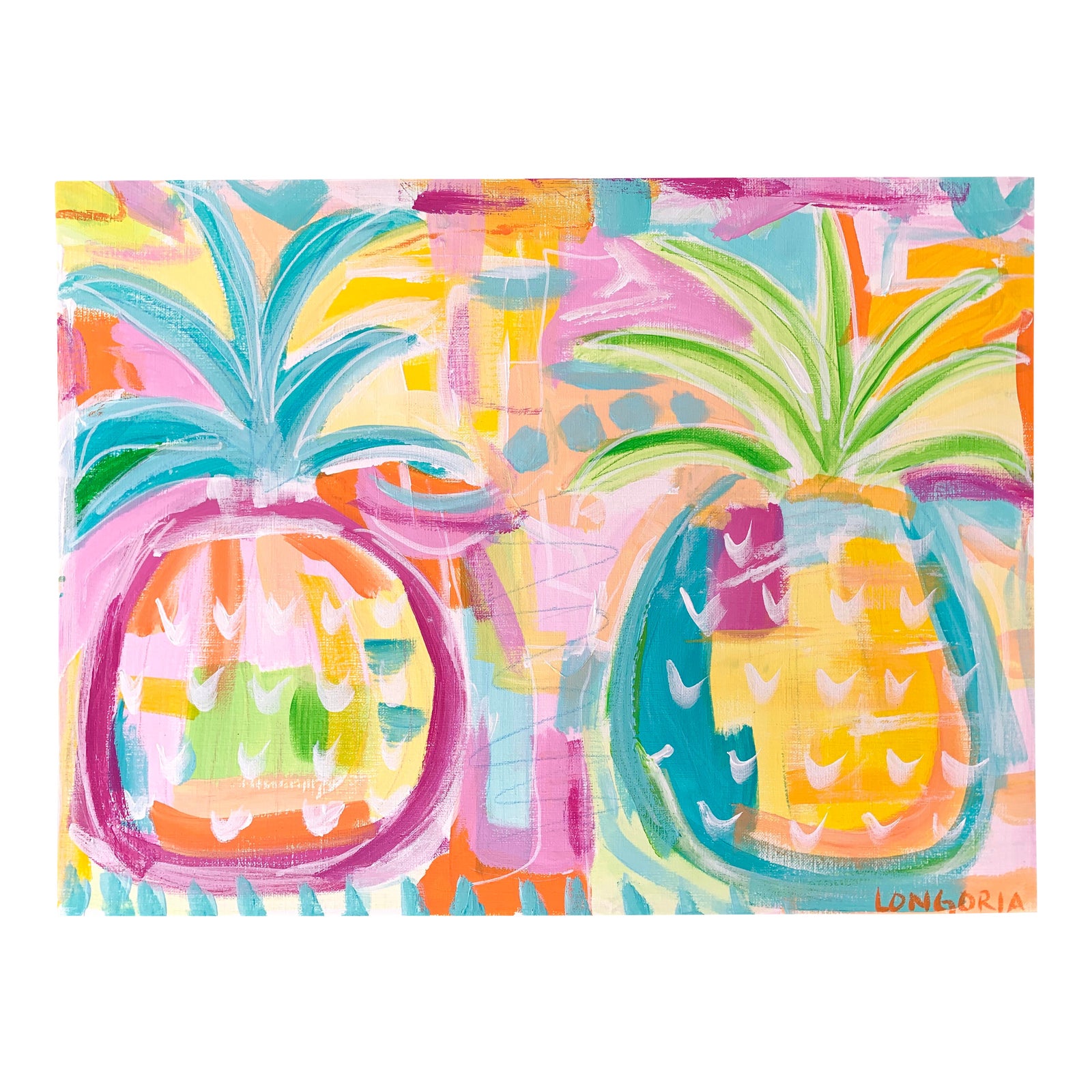 “Pineapple BFF’s” Abstract Painting by Christina Longoria | Chairish