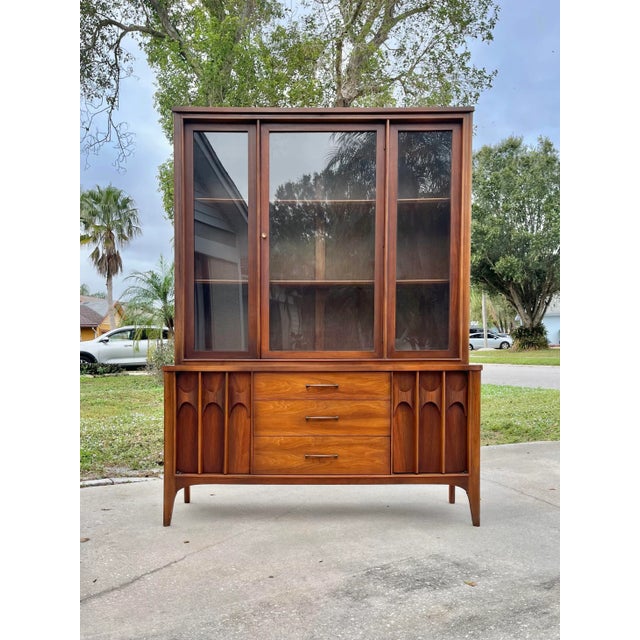 Kent Coffey Highboy Hutch With Display Storage | Chairish