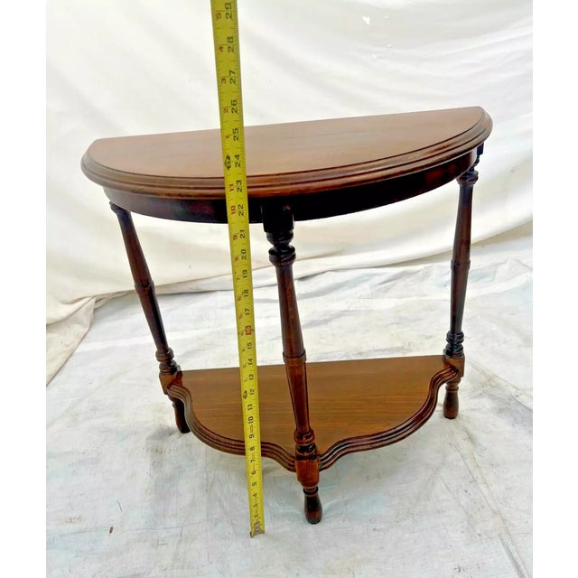 1920s Antique Demilune Console Table With Bottom Shelf Solid Walnut ...