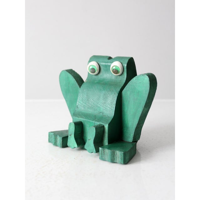 Vintage Handmade Wooden Frog | Chairish