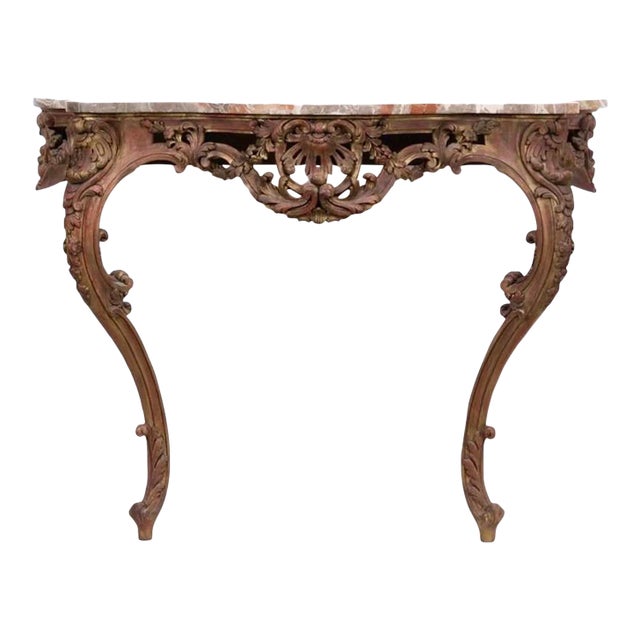 Antique Italian Rococo Marble Wall Console | Chairish