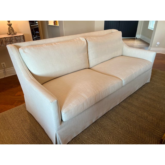 Lam Bespoke Custom White Performance Fabric Sofa | Chairish