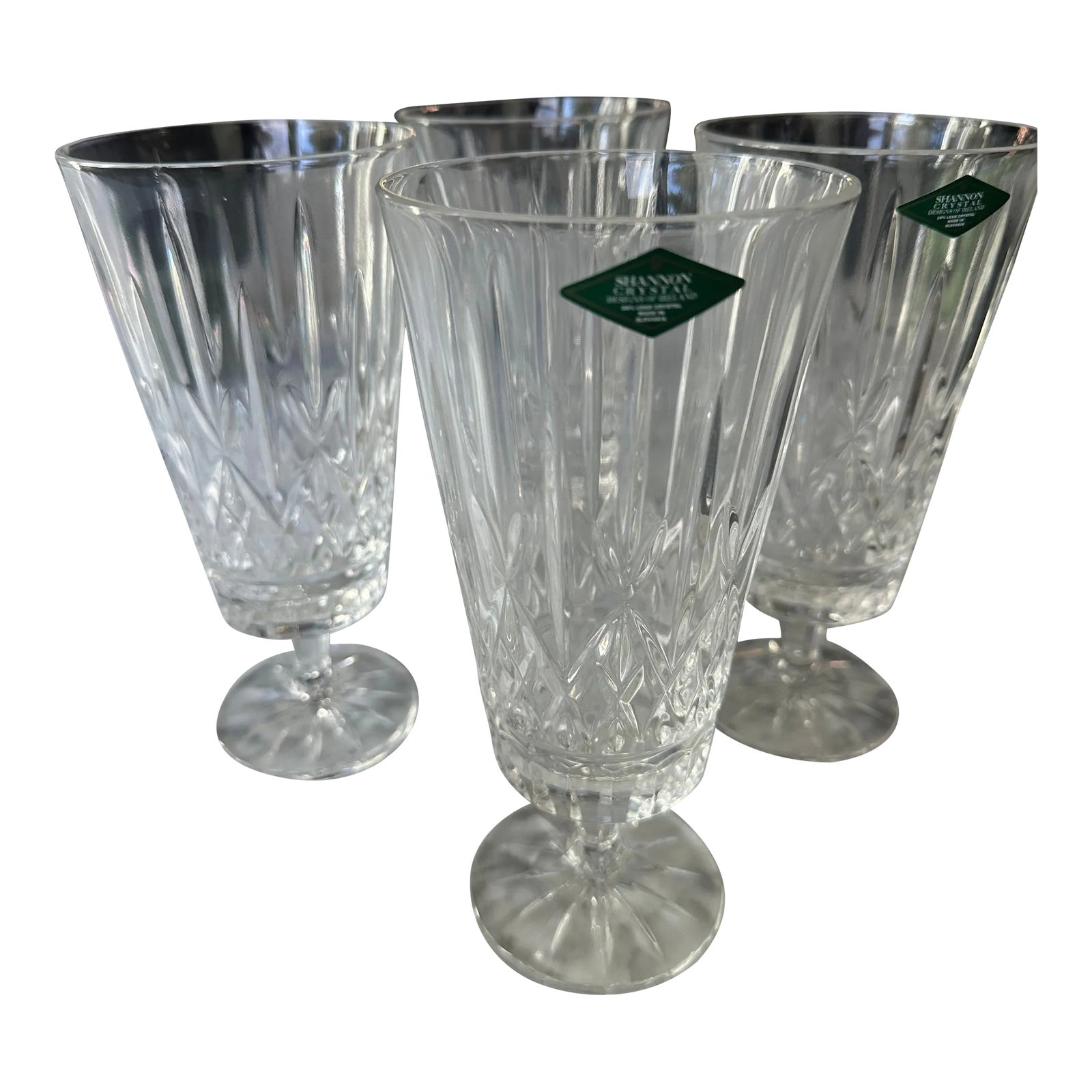 Late 20th Century Crystal Iced Tea Glasses- Set of 4 | Chairish