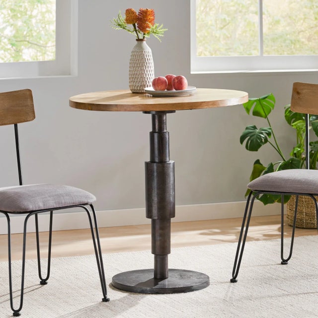 Round Acacia Wood 29” Bistro Table | Chairish