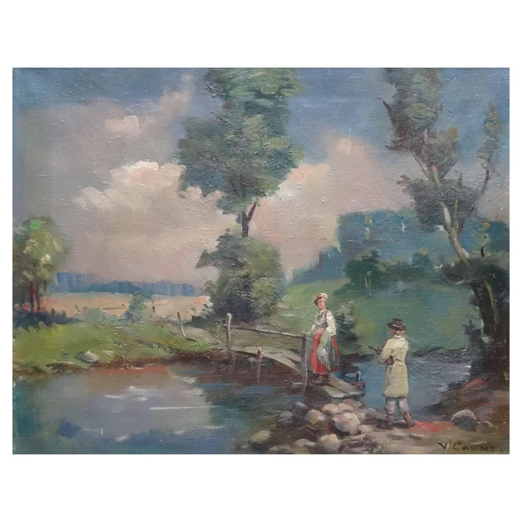 Voldemar Caune, Folk Story, 1950, Oil on Canvas | Chairish