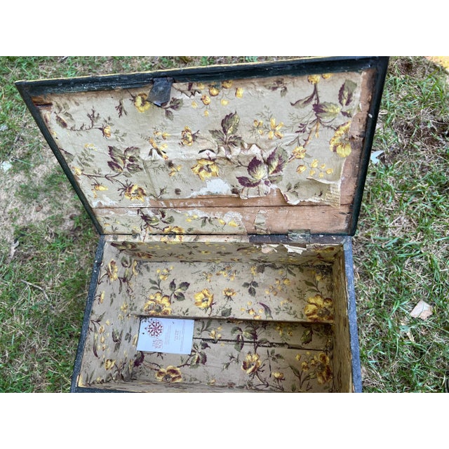 Early 19th Century Antique Wooden Painted Black Box With Deer Crest ...