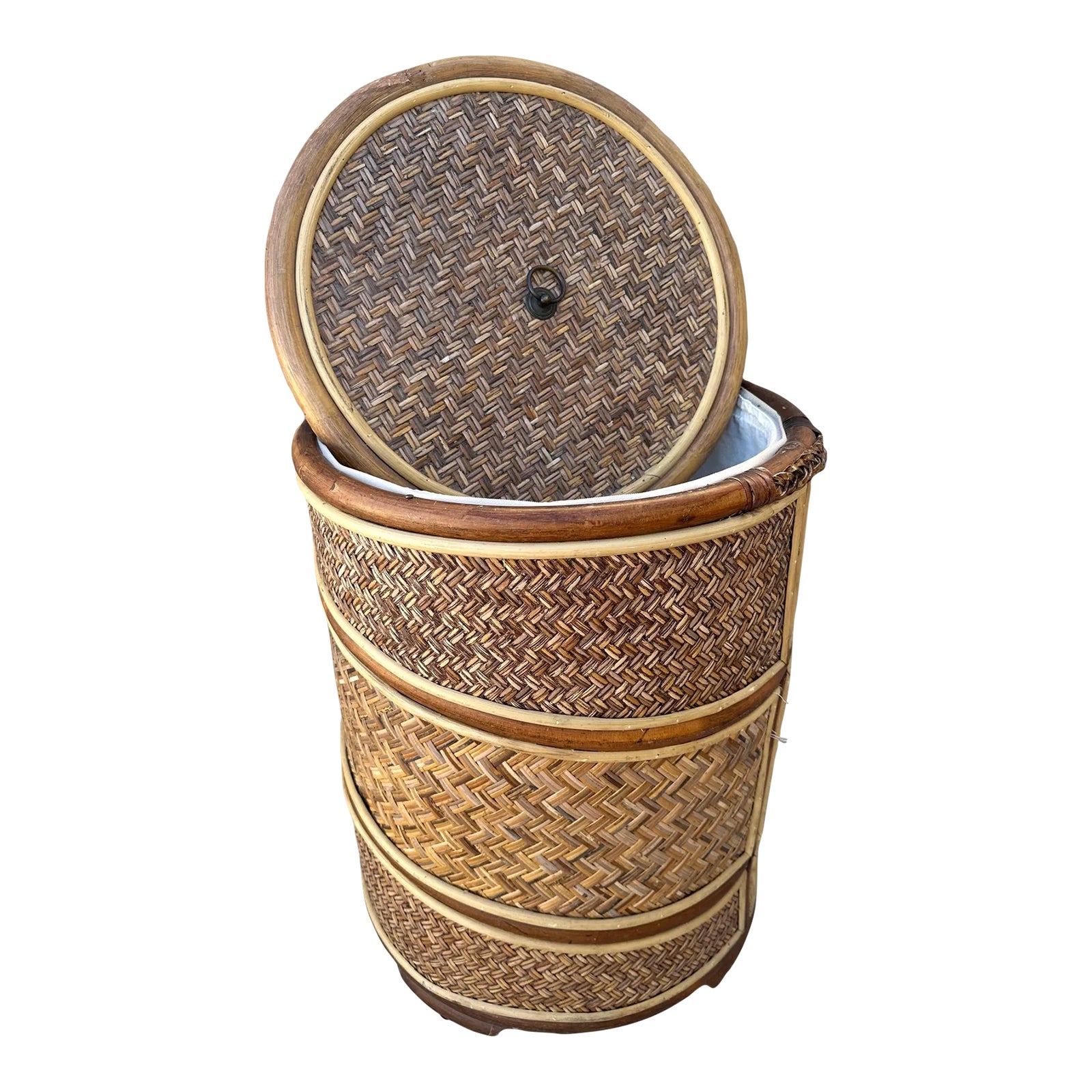 Coastal Bent Bamboo/Rattan Hamper | Chairish