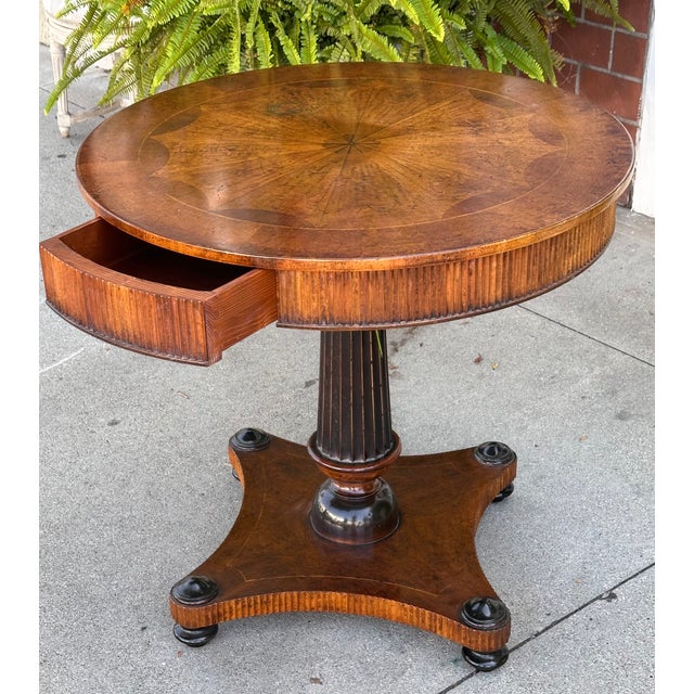 Walnut & Mahogany Inlaid Regency Side Table | Chairish