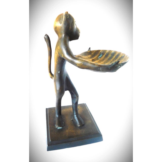 Vintage Bronze Decorative Monkey With Shell-Shaped Key Holder, Card ...