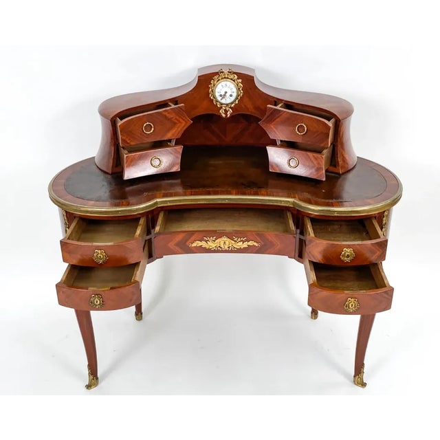 French Empire Style Ormolu Mount Kidney Writing Desk | Chairish