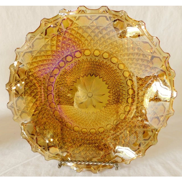Large Vintage Indiana Iridescent Marigold Carnival Glass Scalloped