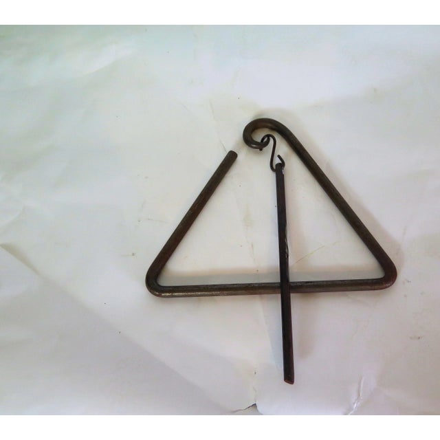Hand Forged Iron Triangle Dinner Bell With Iron Ringer | Chairish