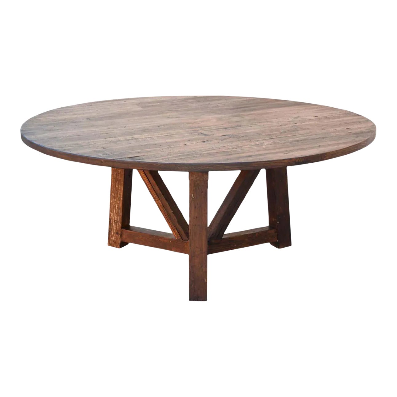 Round Dining Table in Reclaimed Pine by Petersen Antiques | Chairish