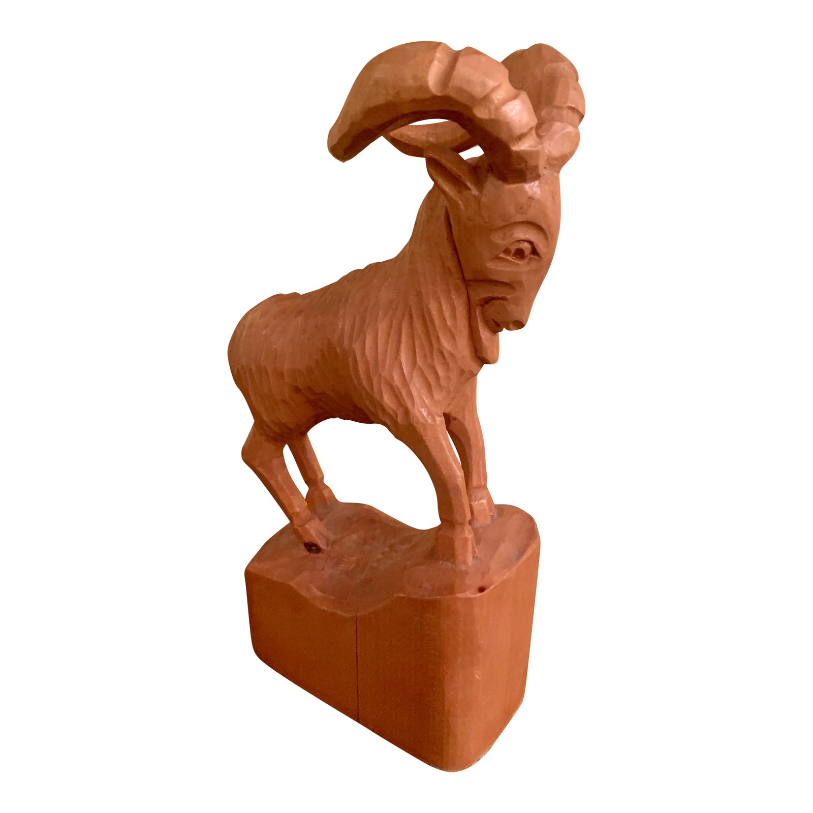 Mid 20th Century Large Black Forest Wooden Ibex (Iberian) Carving ...