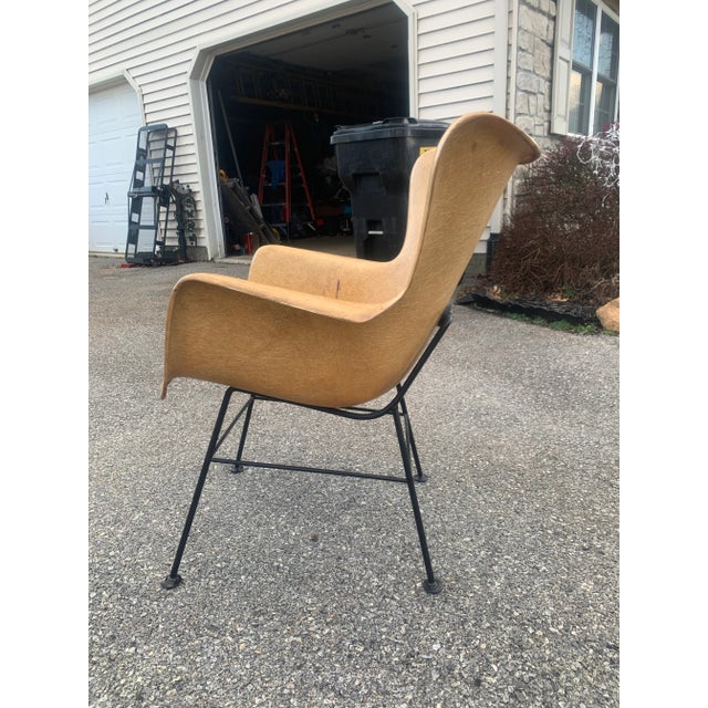 1950s Selig Lawrence Peabody Fiberglass Wingback Chair Beige | Chairish