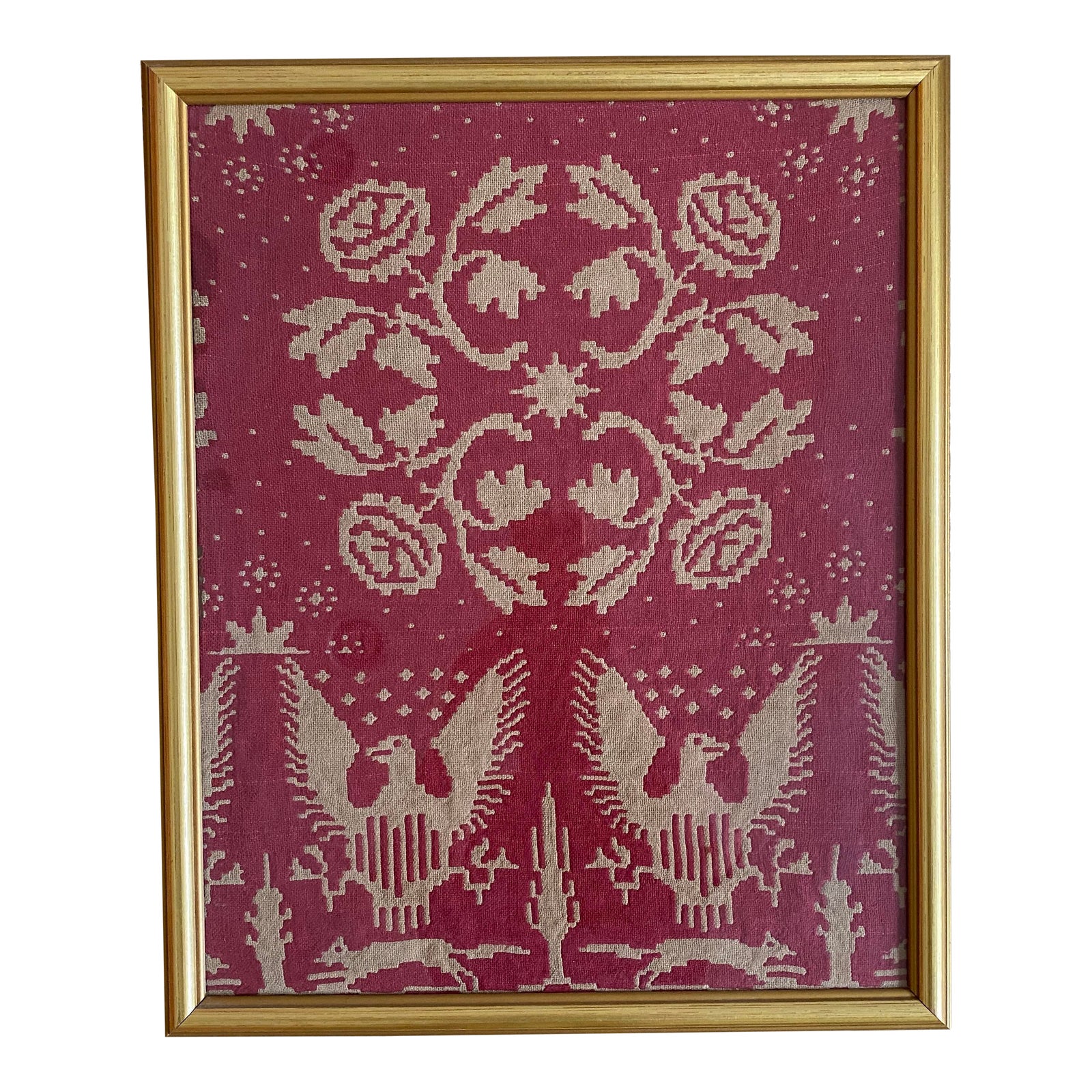 Late 19th Century American Woven Red Tapestry Featuring Eagles and ...