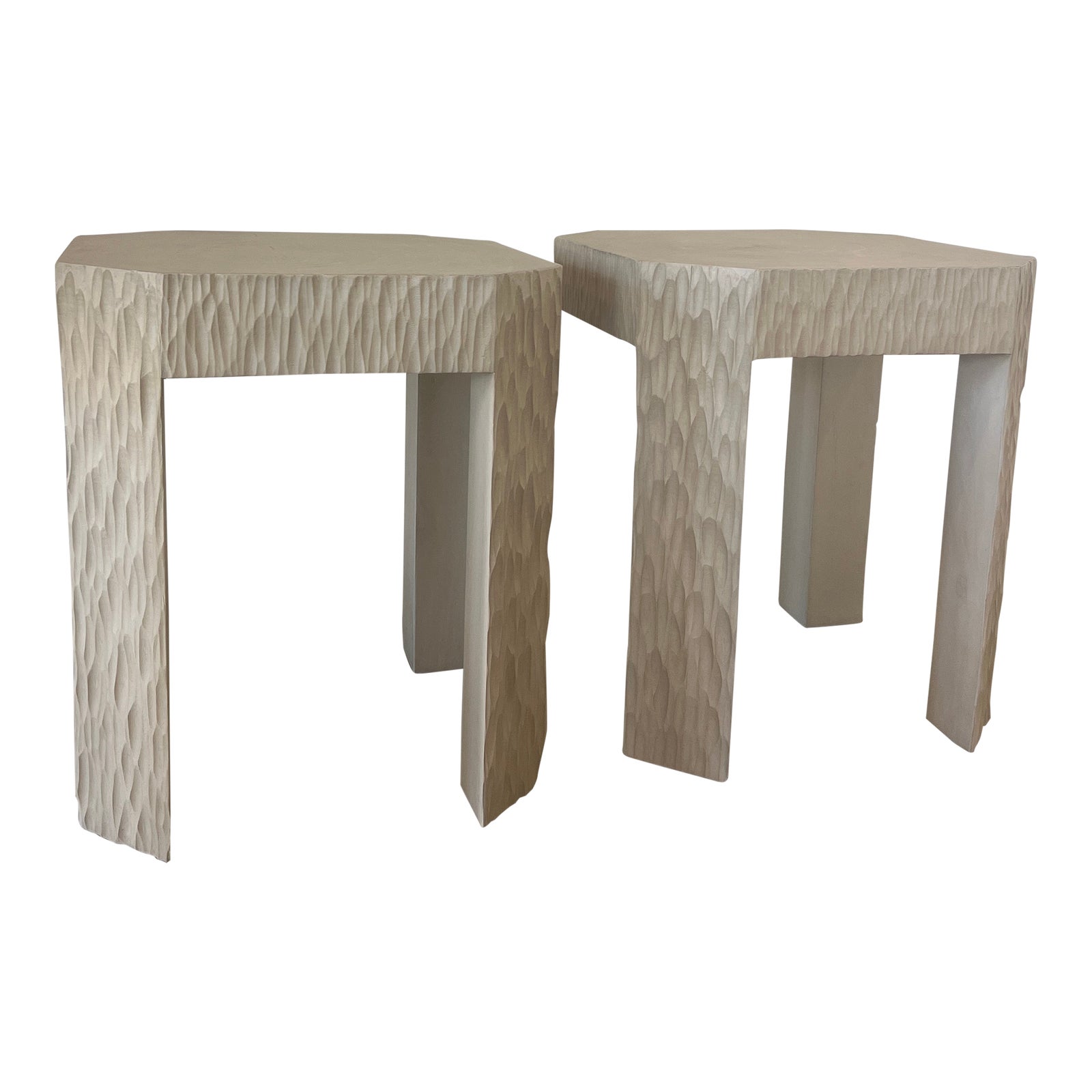 Faux Bois Pair of Bliss Studio Pilar Accent Tables | Chairish