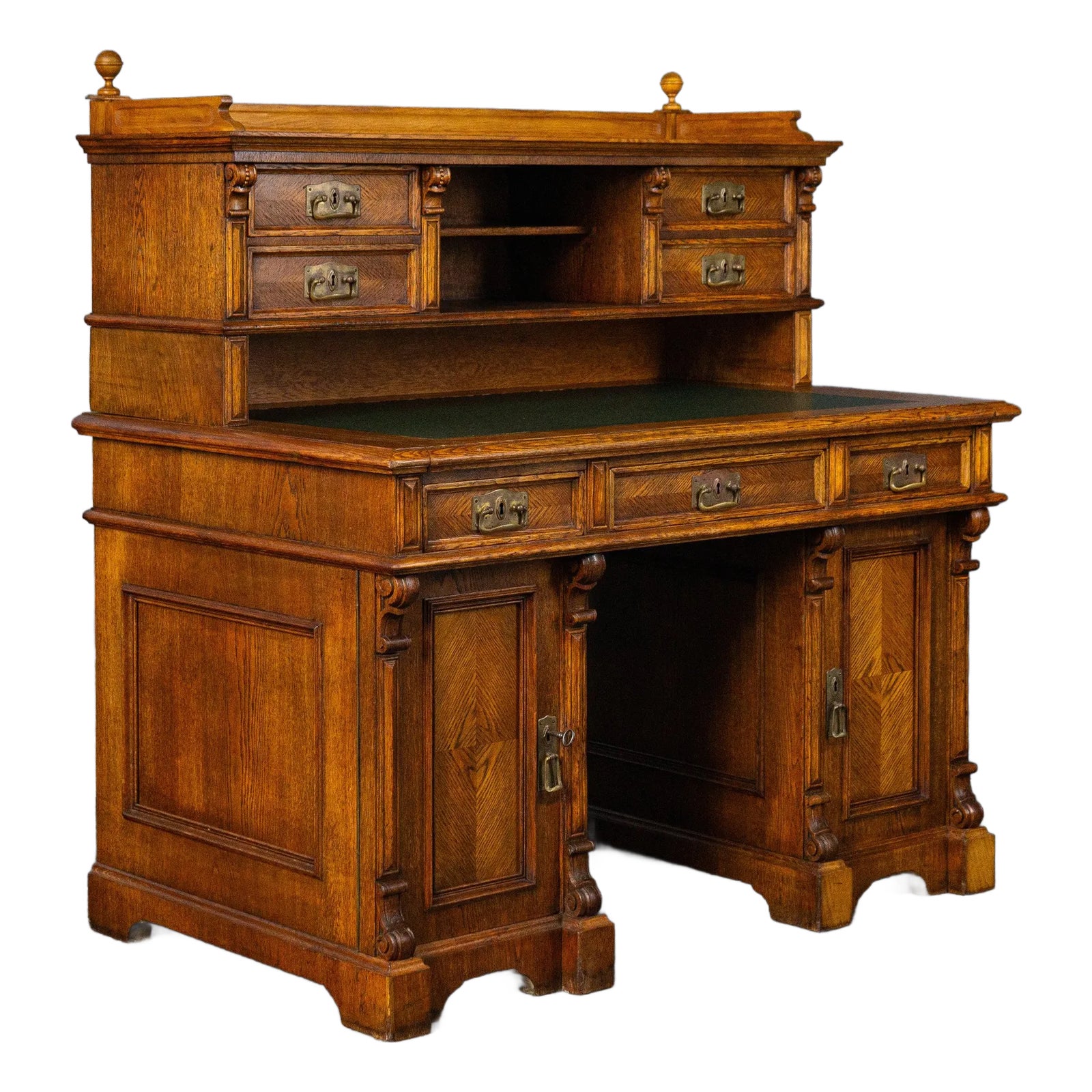 Antique Wilhelminian Oak Secretaire Desk | Chairish