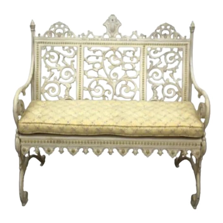 Victorian 19th Century Garden Bench by North American Iron Works | Chairish