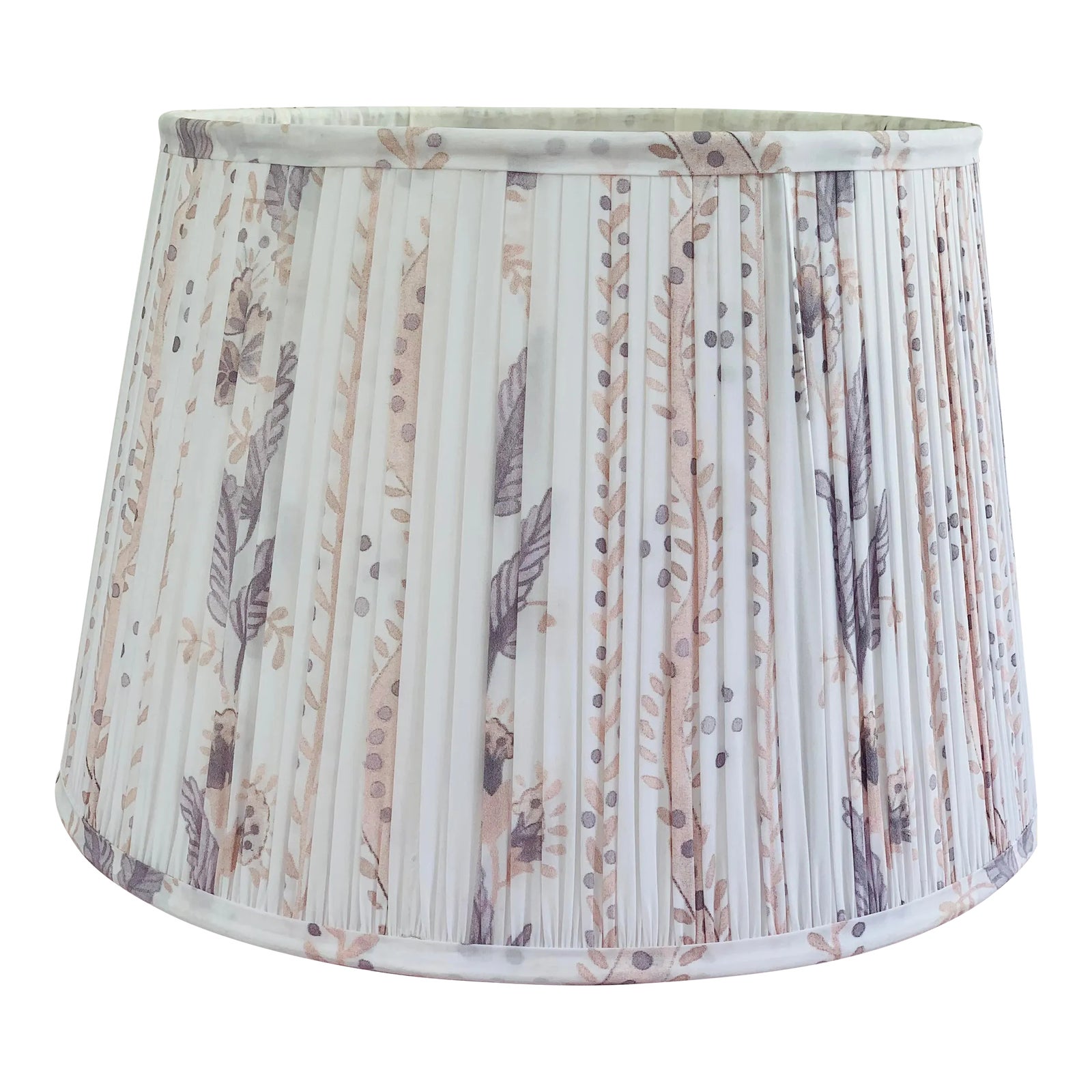 Light Pink/Lavender Printed Cotton Lamp Shade | Chairish