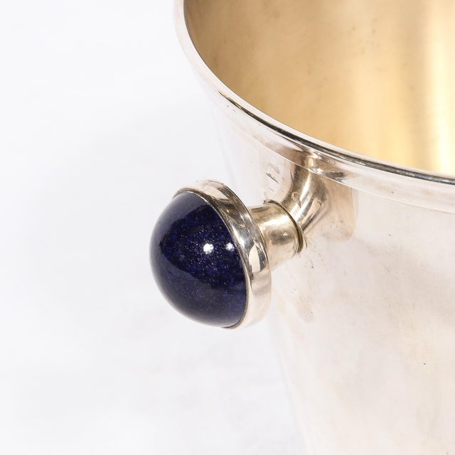Mid-Century Modernist SilverPlate Ice Bucket With Inlaid Lapis Lazuli ...