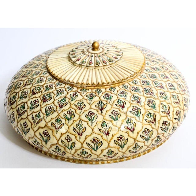 Collectible Opium Container Mughal Art Round Lidded Box | Chairish