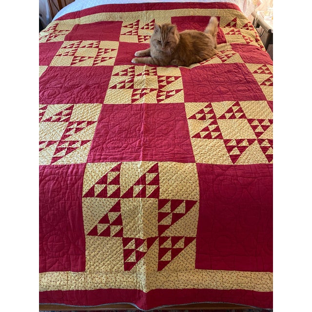 Antique Americana Pieced Red and Yellow Quilt C. 1900 Chairish