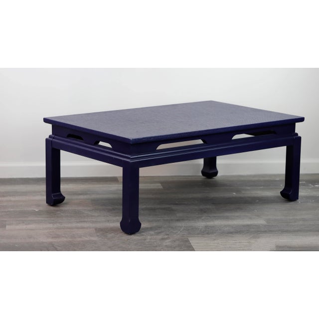 Carl Springer Style Blue Raffia Coffee Table | Chairish