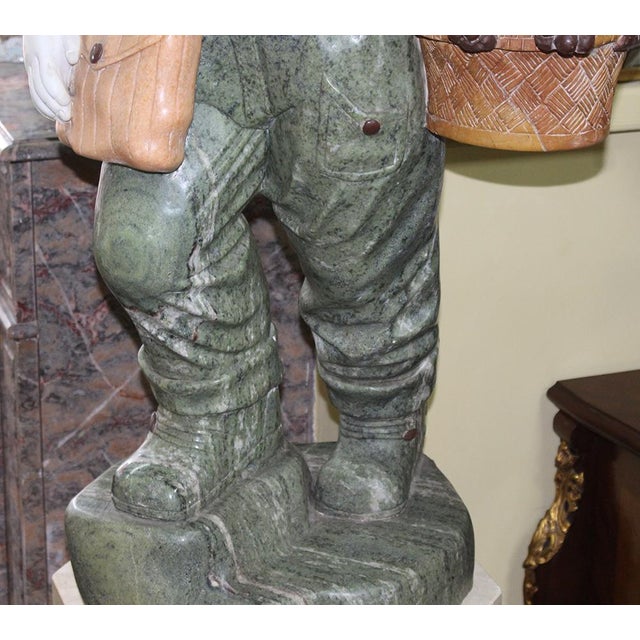 Child Grape Seller Figure on Pedestal, 1970s, Marble | Chairish