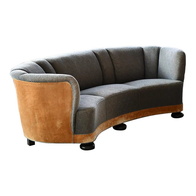 Danish 1940s Very Large Curved Banana Shape Sofa Style of Royere | Chairish