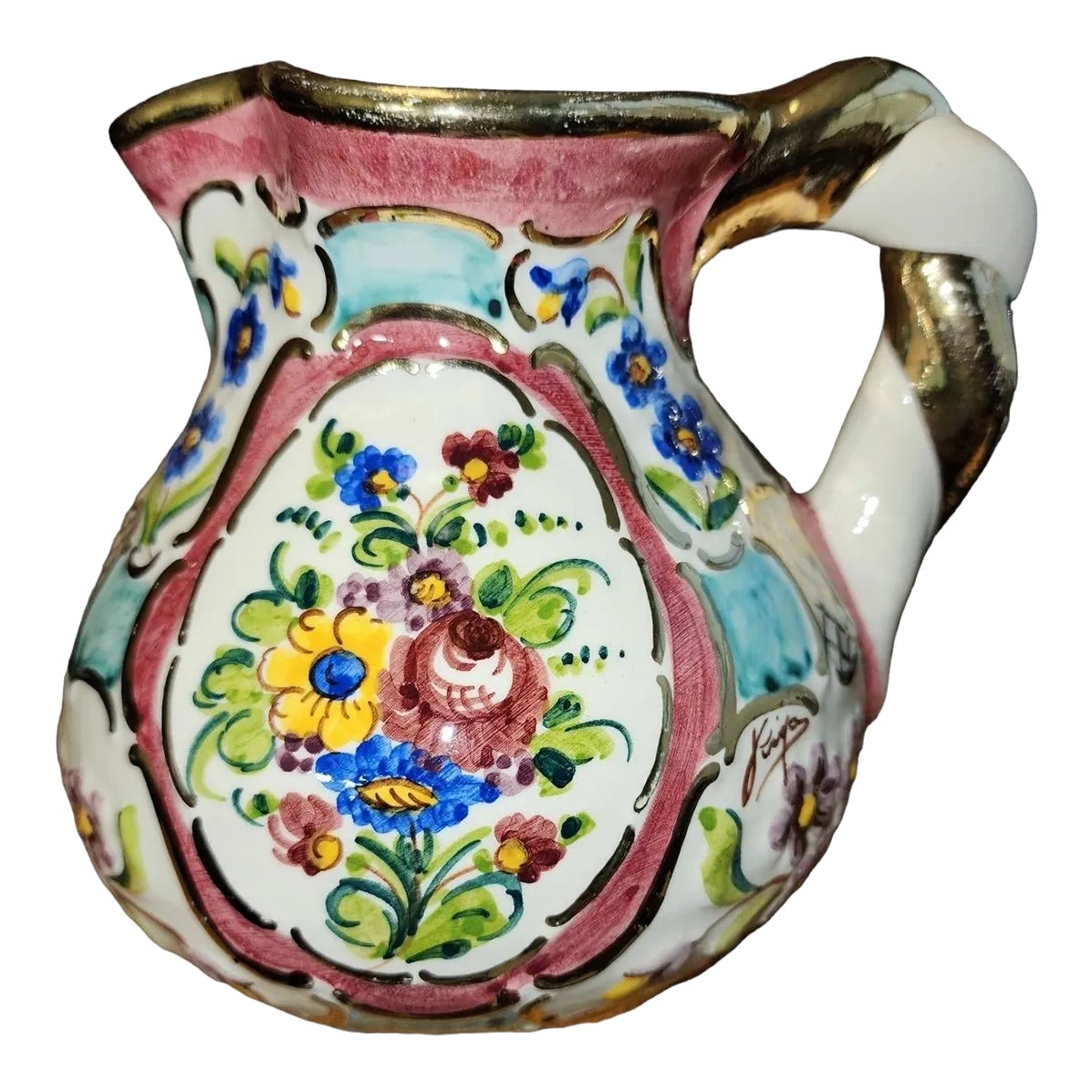 Henri Bequet Quaregnon Belgium Pottery Pitcher - 1940s | Chairish