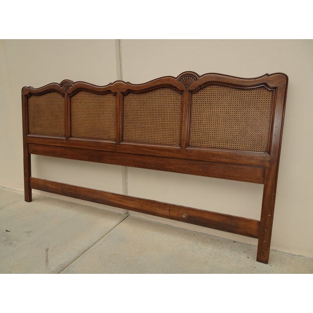 Vintage French Country Louis XVI Style Brown Cane King Headboard | Chairish