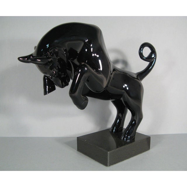 20th Century Large Contemporary Ceramic Bull Statue on Granite Base ...