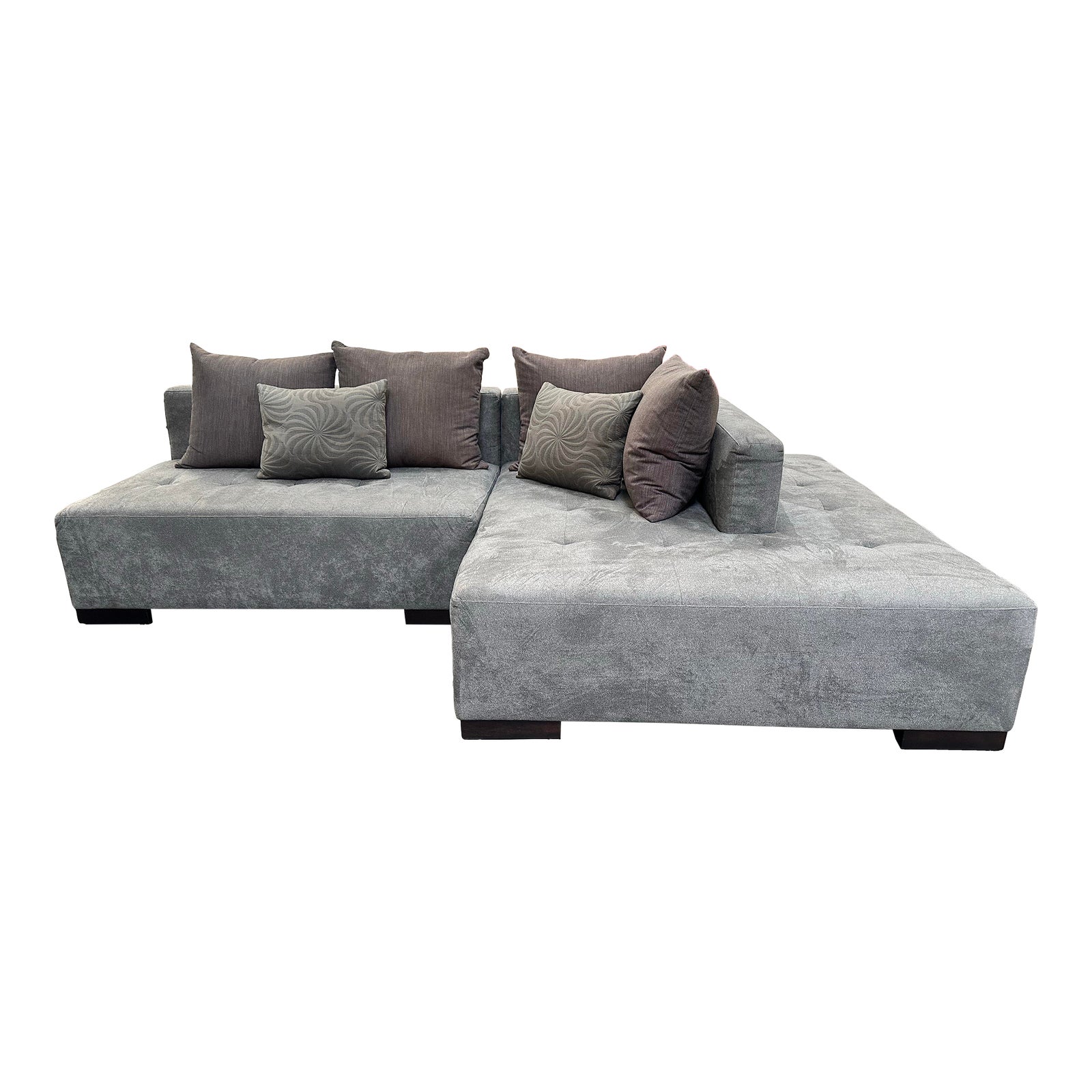 American Leather Corbin Brushed Gray Sectional | Chairish