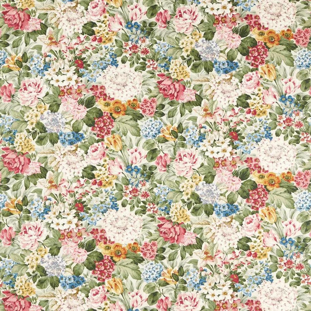 Sanderson Hydrangea & Rose Fabric in Chintz - a sample | Chairish