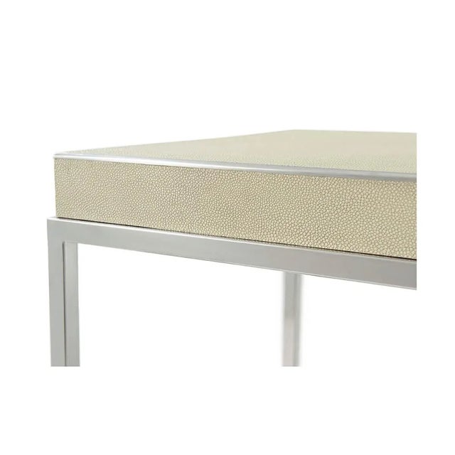 Mid Century Style Leather Top Side Table | Chairish