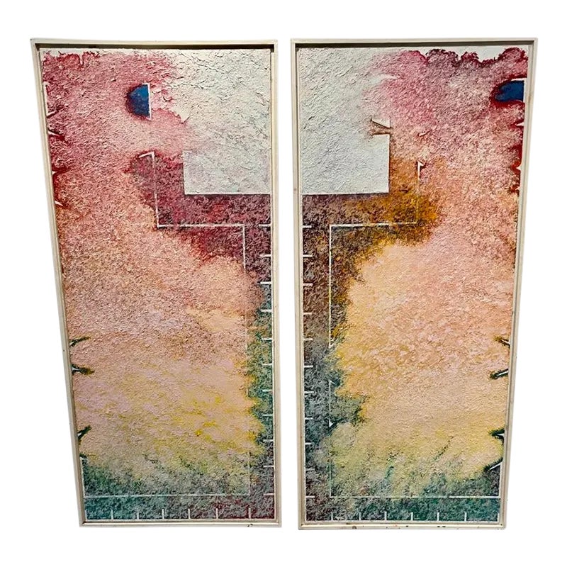 Gerald Samuels Oil on Board Diptych 1997 | Chairish