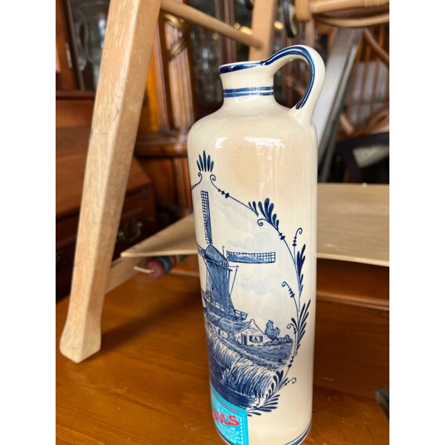 1970’s Blue Delft Bols Windmill Decanter Liquor Bottle | Chairish