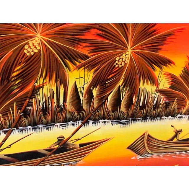 Vintage Tropical Landscape Painting | Chairish