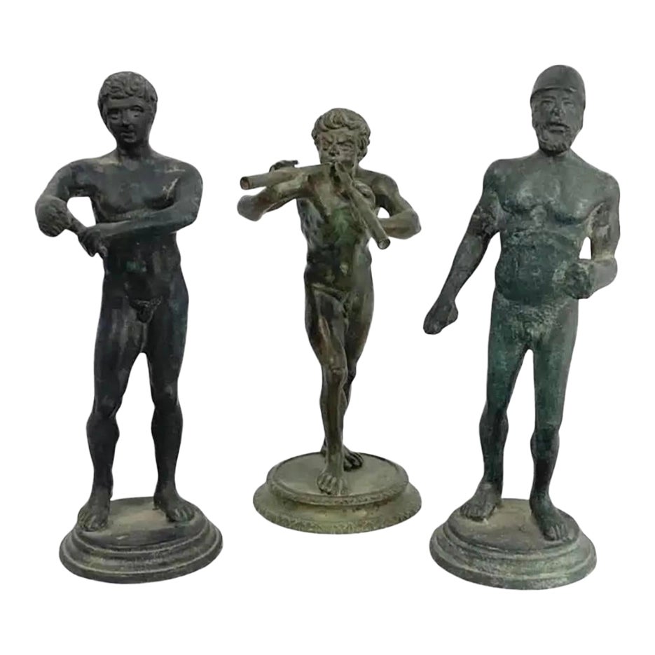 Italian Grand Tour Bronze Statues of Greco-Roman Males, Set of Three ...