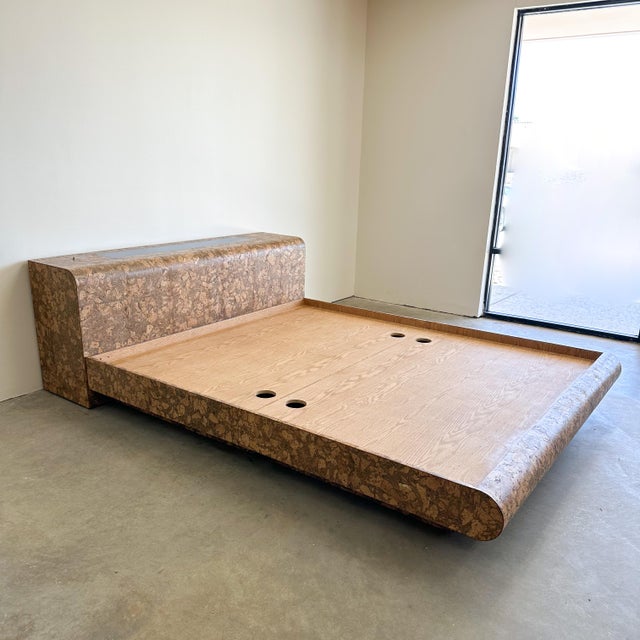 1970s Vintage California King Cork Platform Bed & Headboard | Chairish
