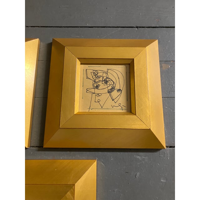 Contemporary 3 Original Wayne Cunningham Small Abstract Ink Drawings ...