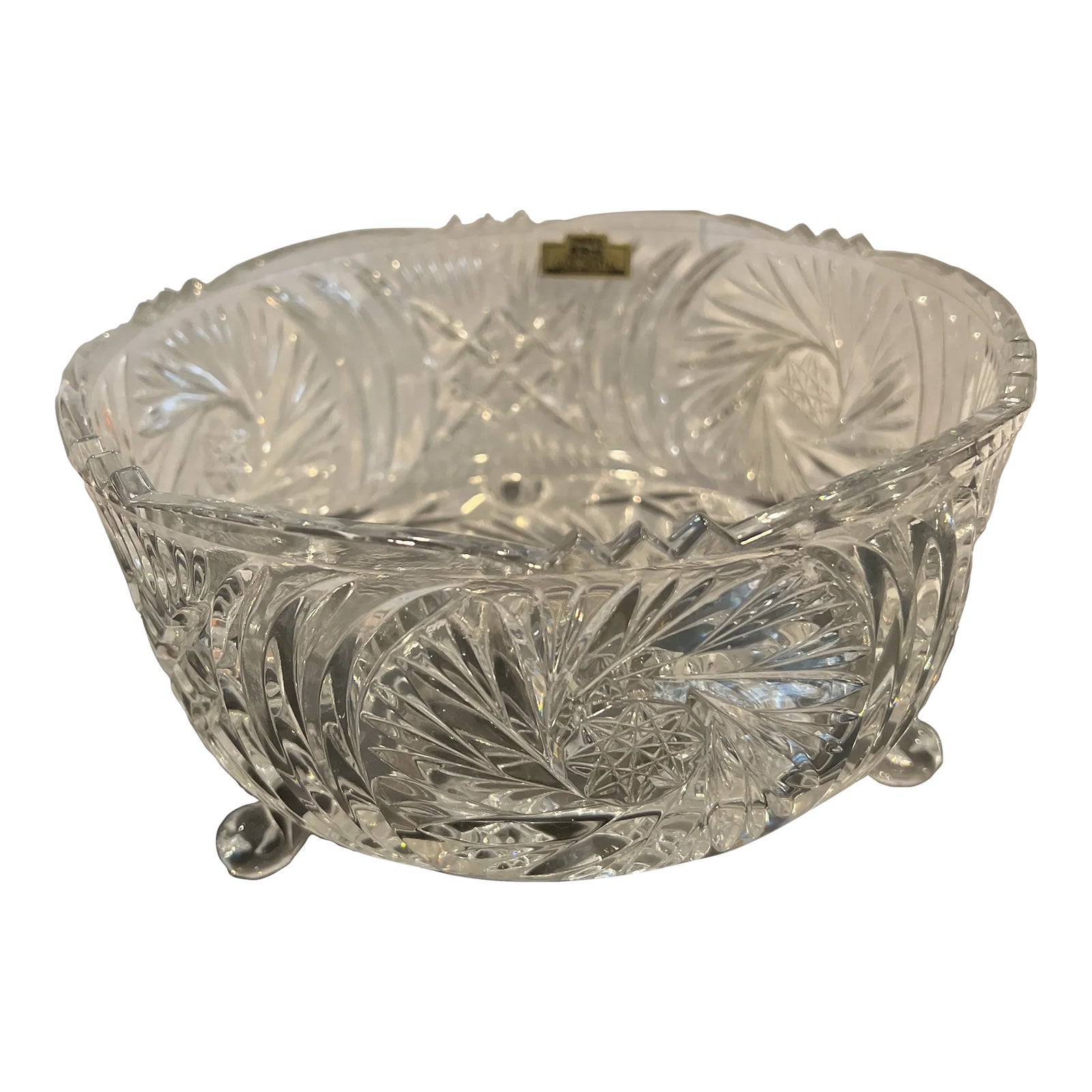 1980s West German Lead Crystal Hand Cut Footed Bowl | Chairish