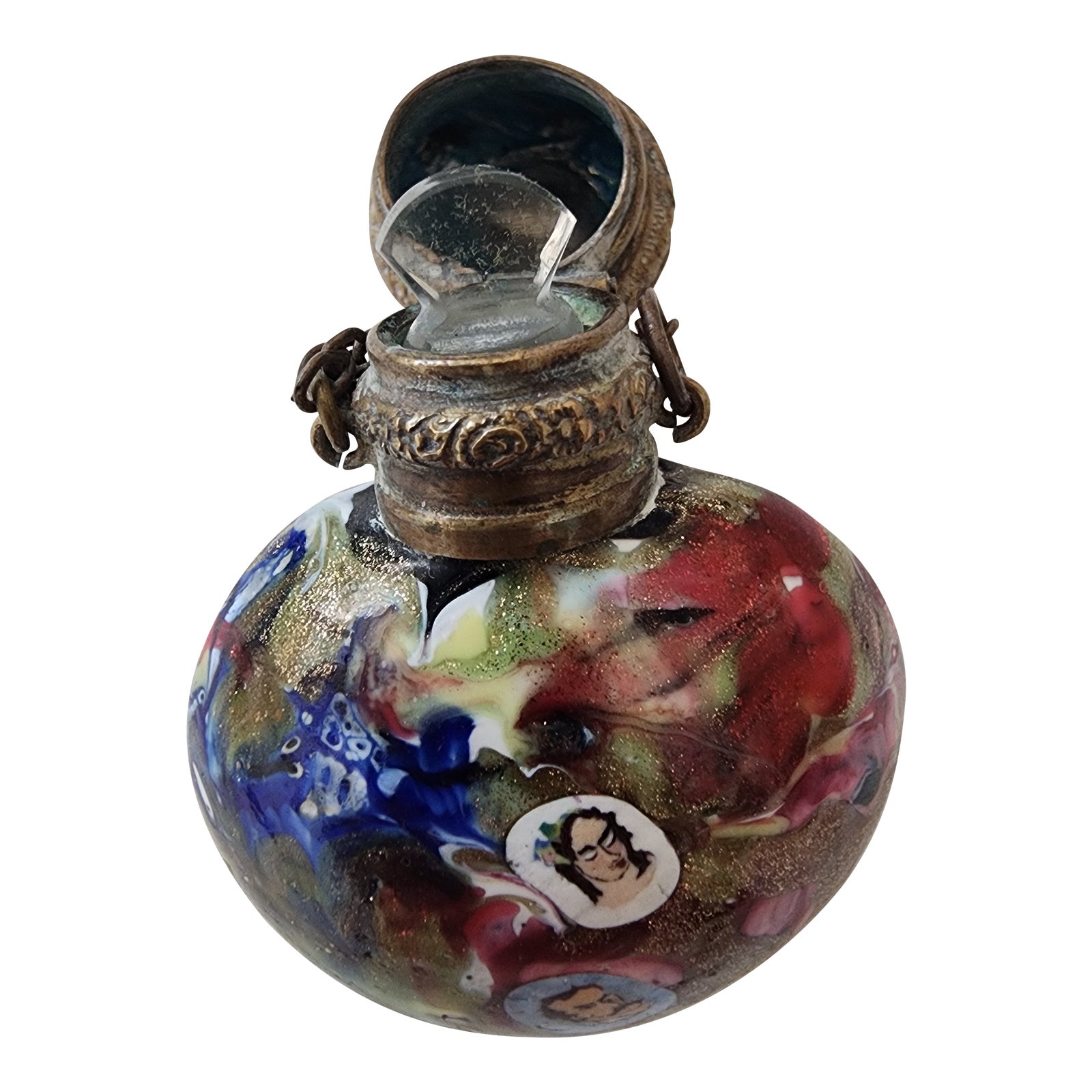 Antique Murano Venetian Glass Chatelaine Scent Perfume Bottle Franchini ...