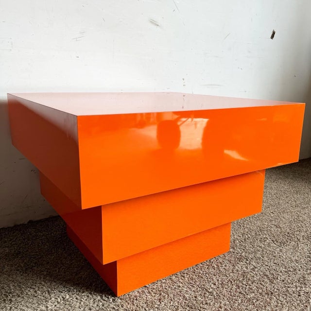 Postmodern Stacked Orange Lacquer Laminate Coffee Table | Chairish