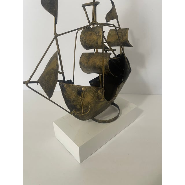 Vintage Mid-Century Modern Era Brutalist Metal Viking Ship Rough Weld ...