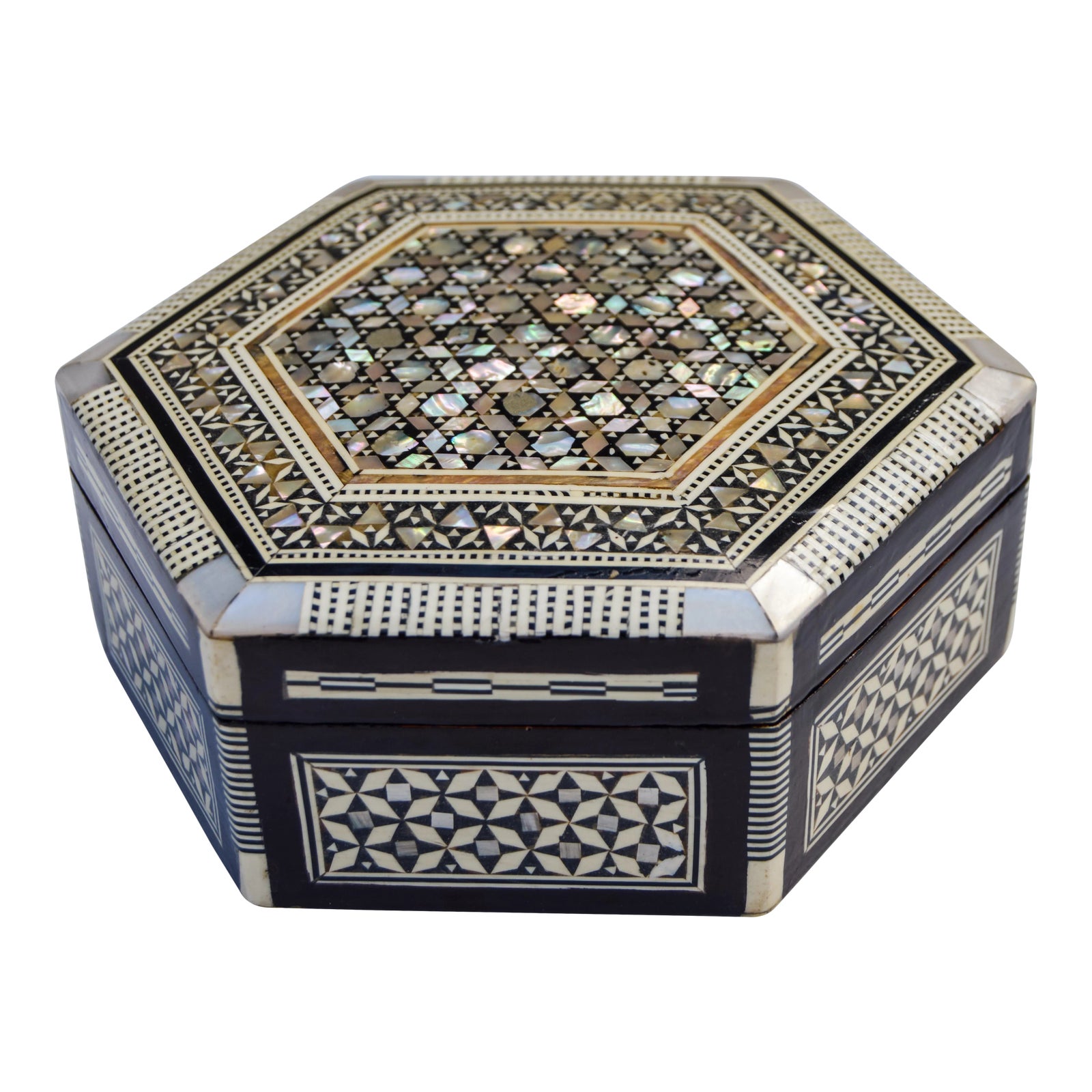 Diamond-Patterned Box W/ Pearl Inlay | Chairish