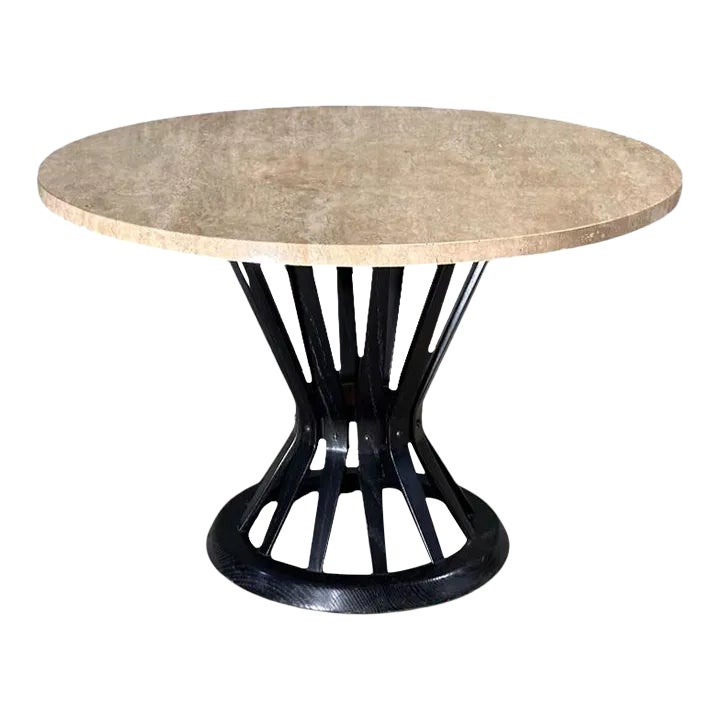 Dunbar Sheaf of Wheat Side/End Table W/Travertine Top by Edward Wormley ...