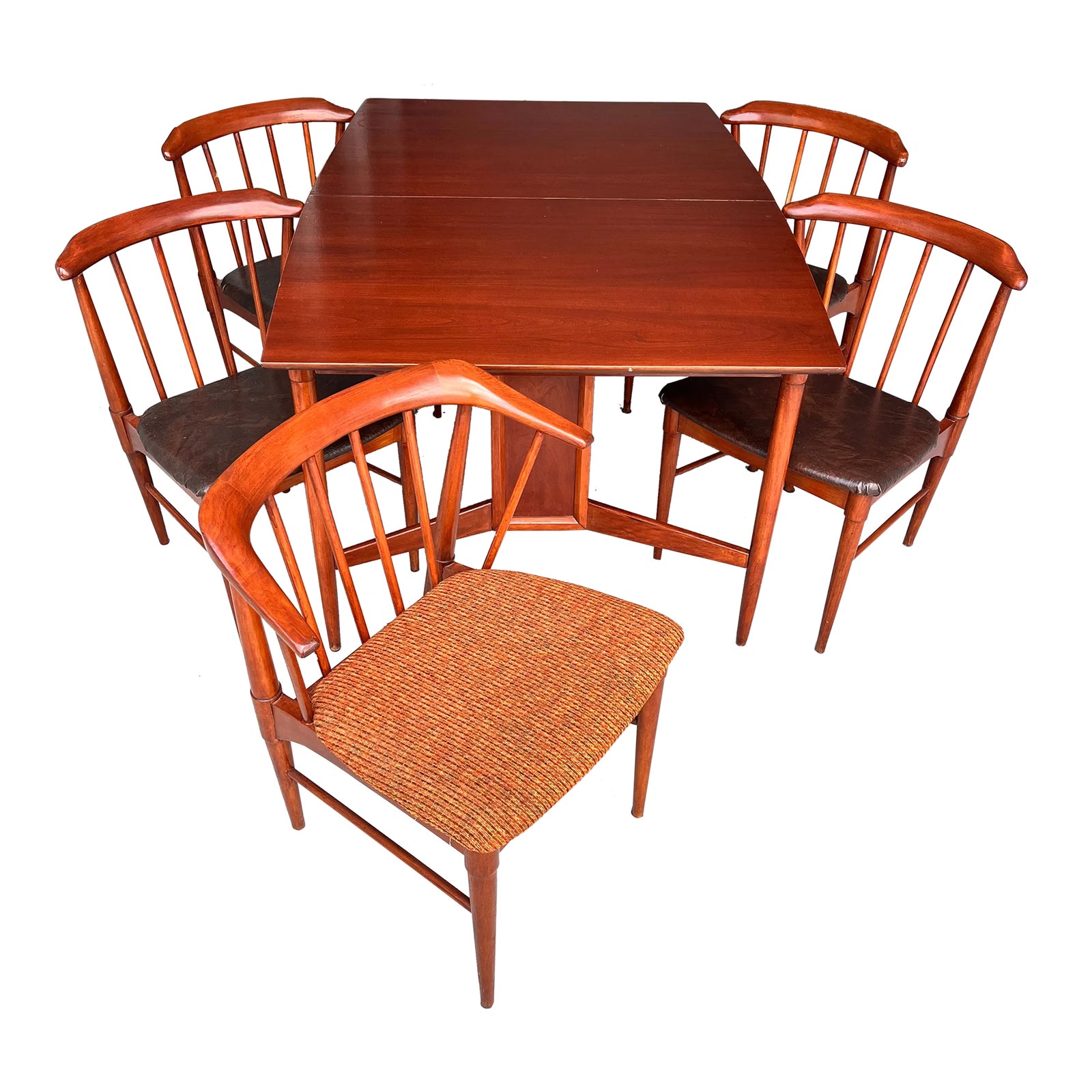 1970s Statesville Chair Company Mid Century Walnut Surfboard Dining ...